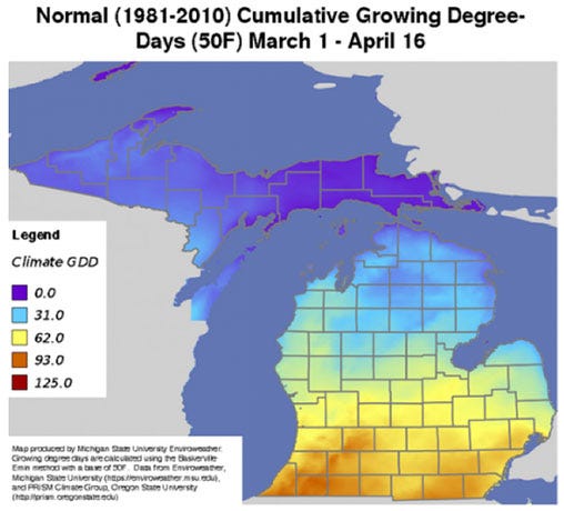 Improved degree-day maps now on Enviroweather - Michigan Farm News