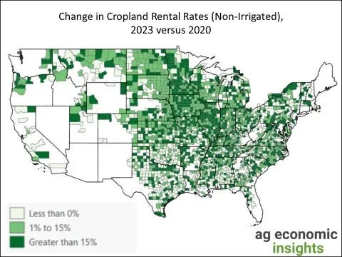 Where have farmland cash rents increased the most? - Michigan Farm News