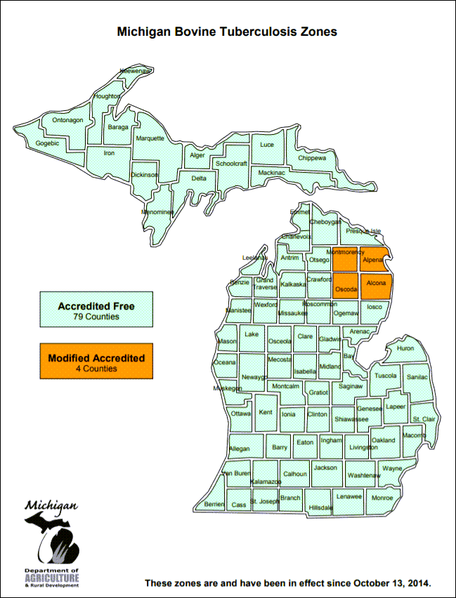 MDARD designates two bovine TB testing areas after detections in wild ...